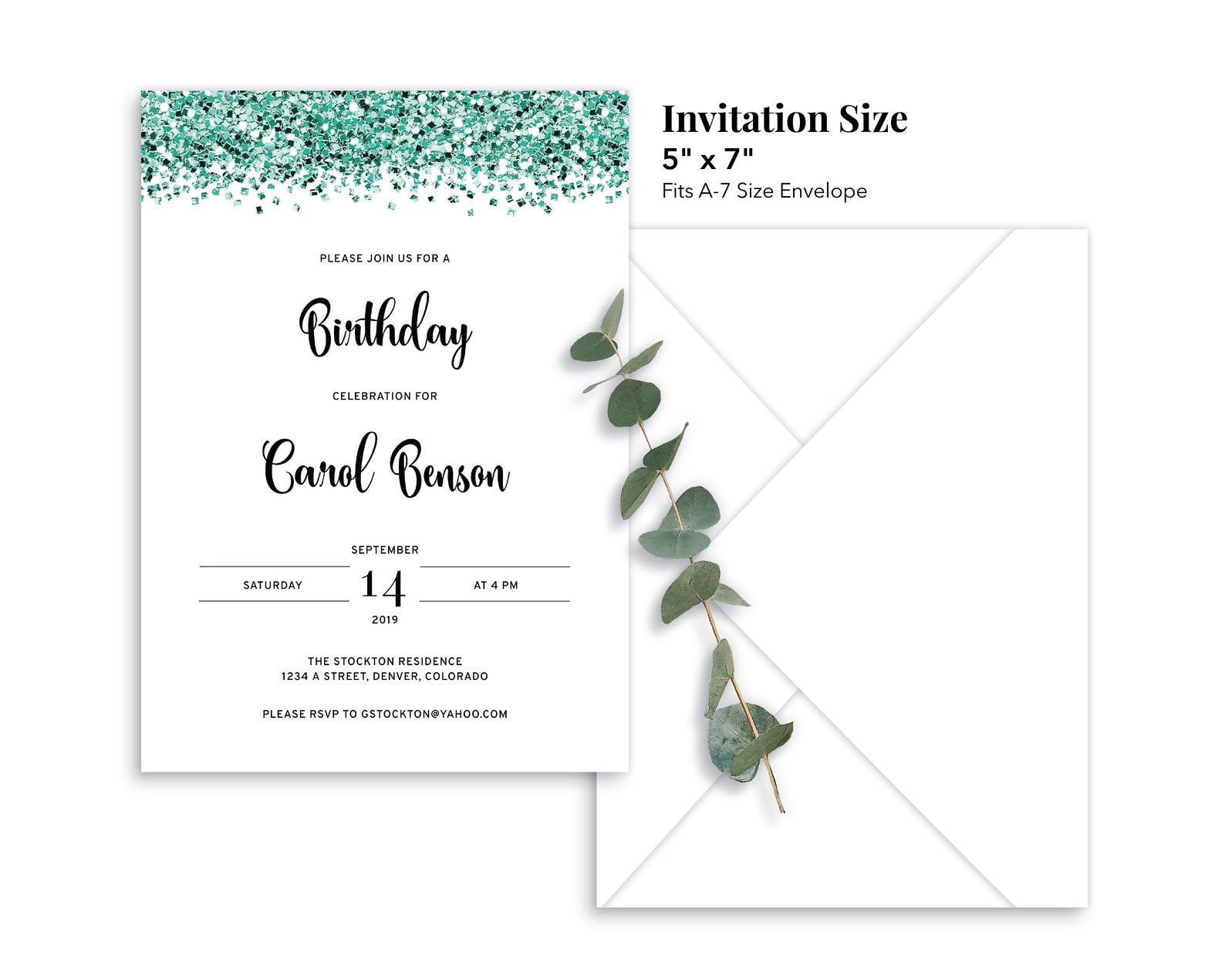 Mint Green Birthday Party Invitation Template DIY Printable | Etsy