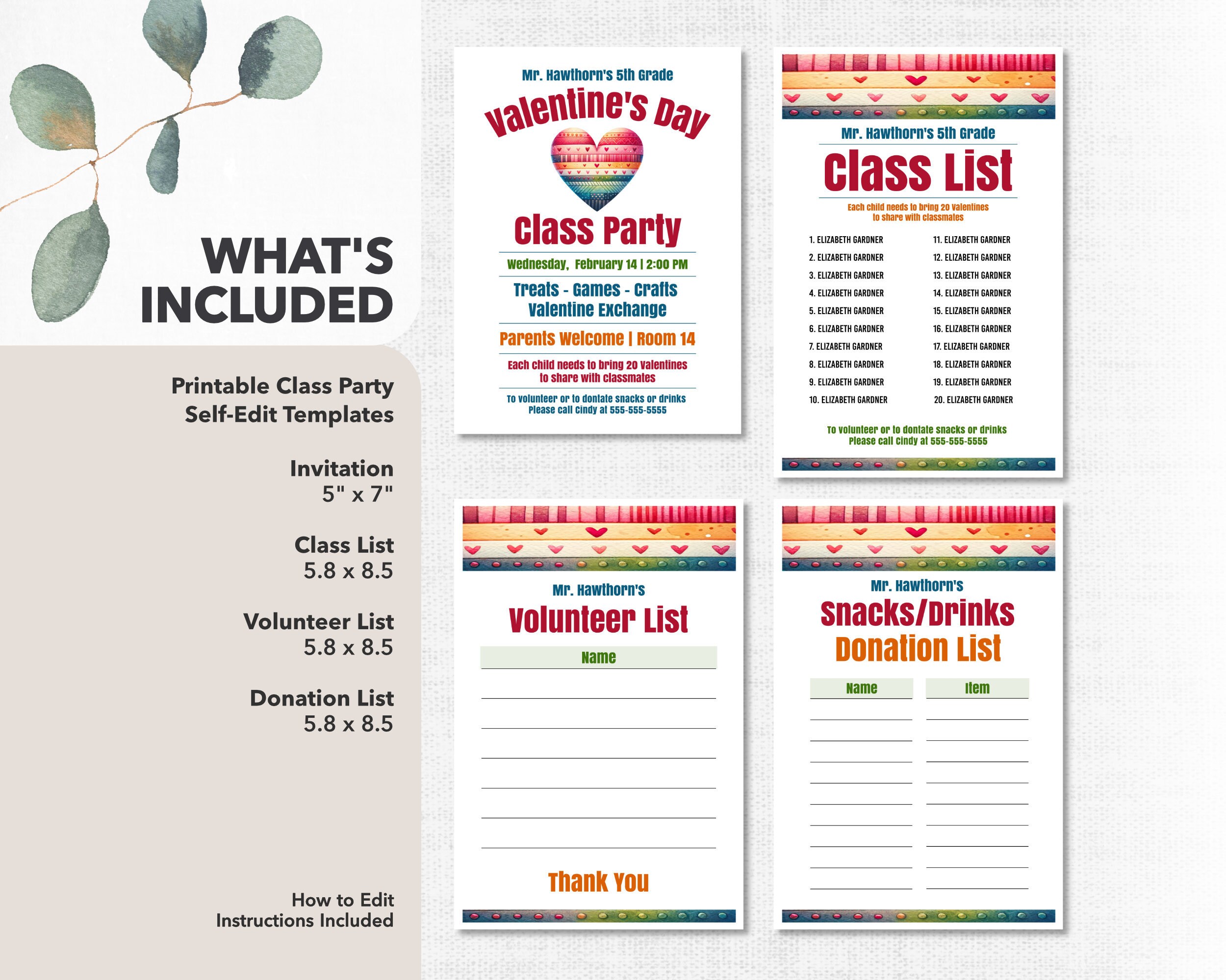 RETRO HEART VALENTINES Day Class Party Invitation, Valentines Classroom ...