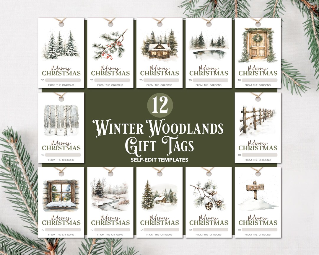 Winter Holiday Gift Tag Templates, Christmas Gift Tags With Charming ...