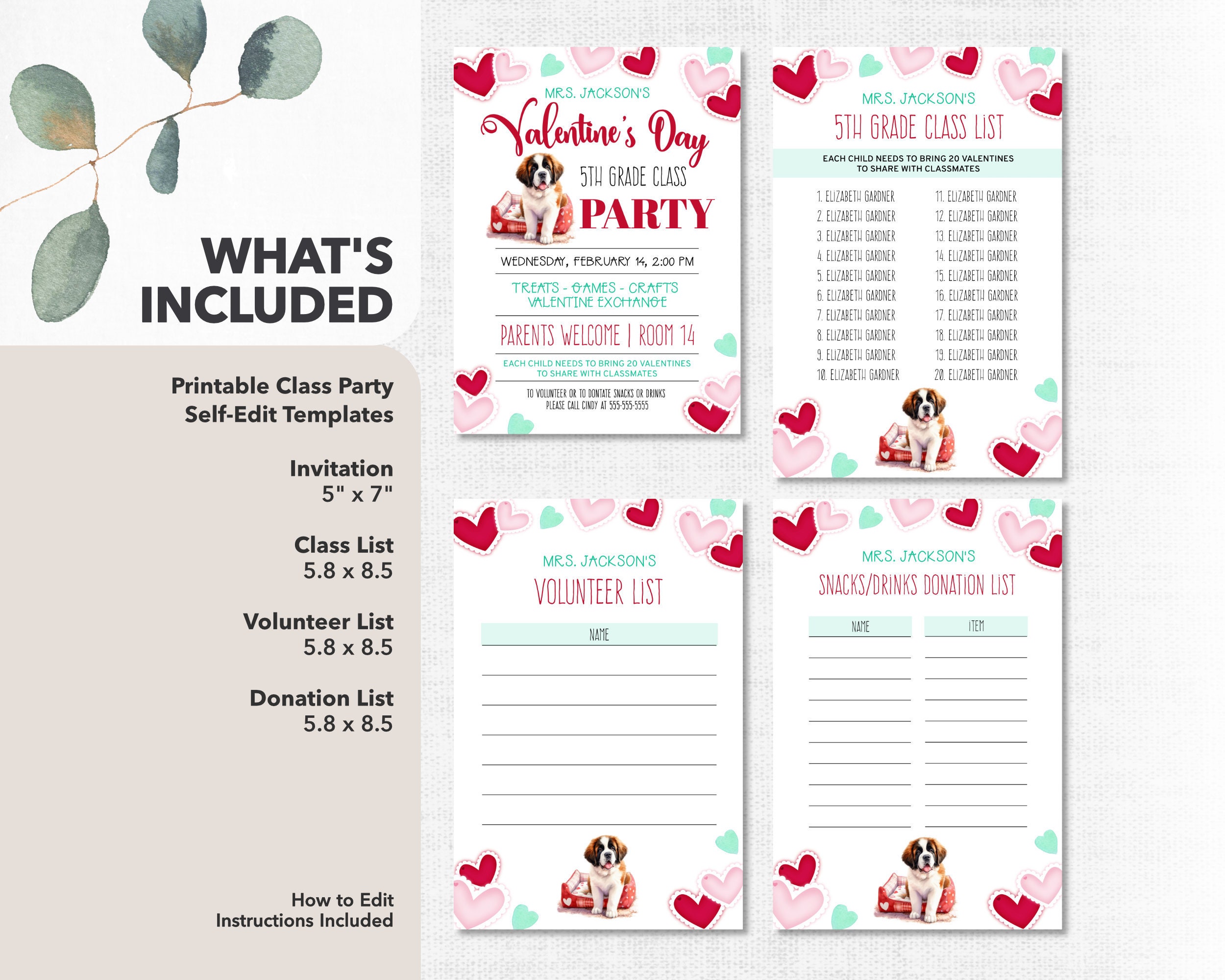 EDITABLE VALENTINES Day Classroom Party Invitation, DIY Valentine’s ...