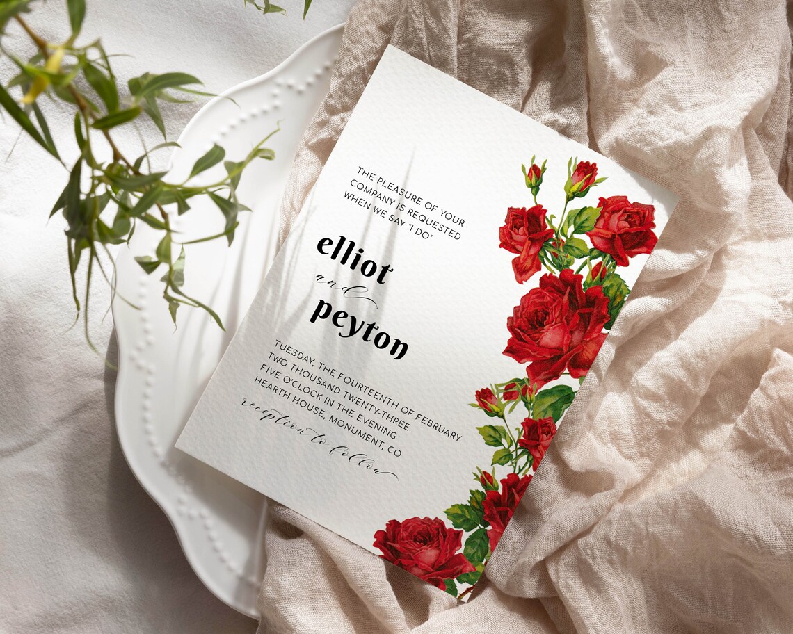 RED WEDDING INVITATION Printable Mini Bundle Vintage Red - Etsy