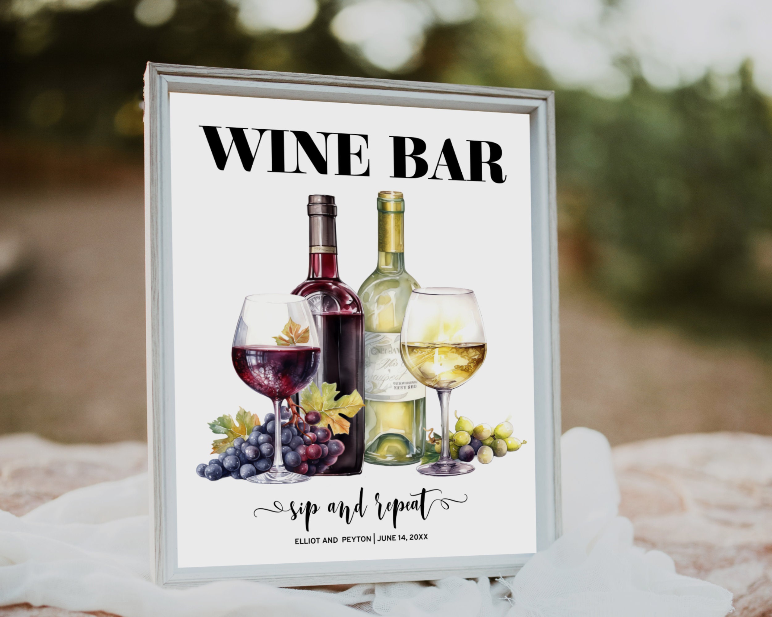 WINE BAR SIGN, Printable Drink Sign With Wine Bottles, Wine Glasses ...