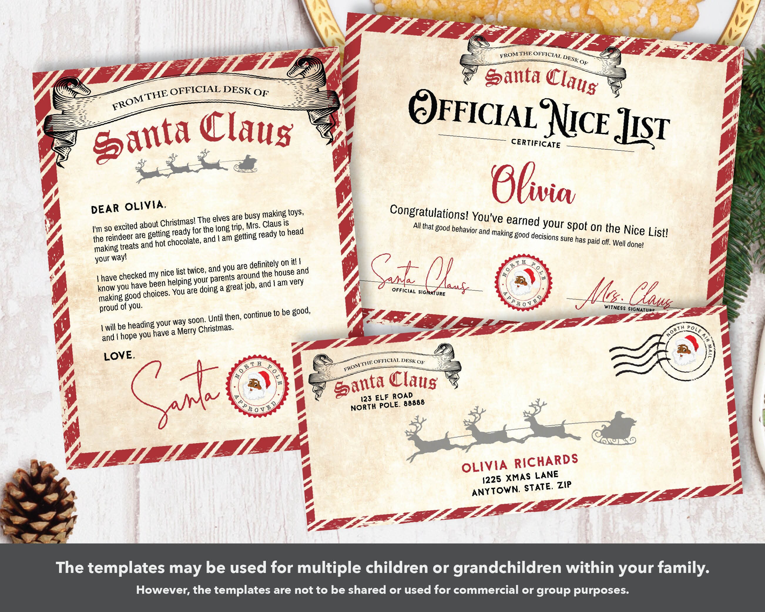 Letter From Santa Claus Bundle Includes Nice List Certificate and North ...