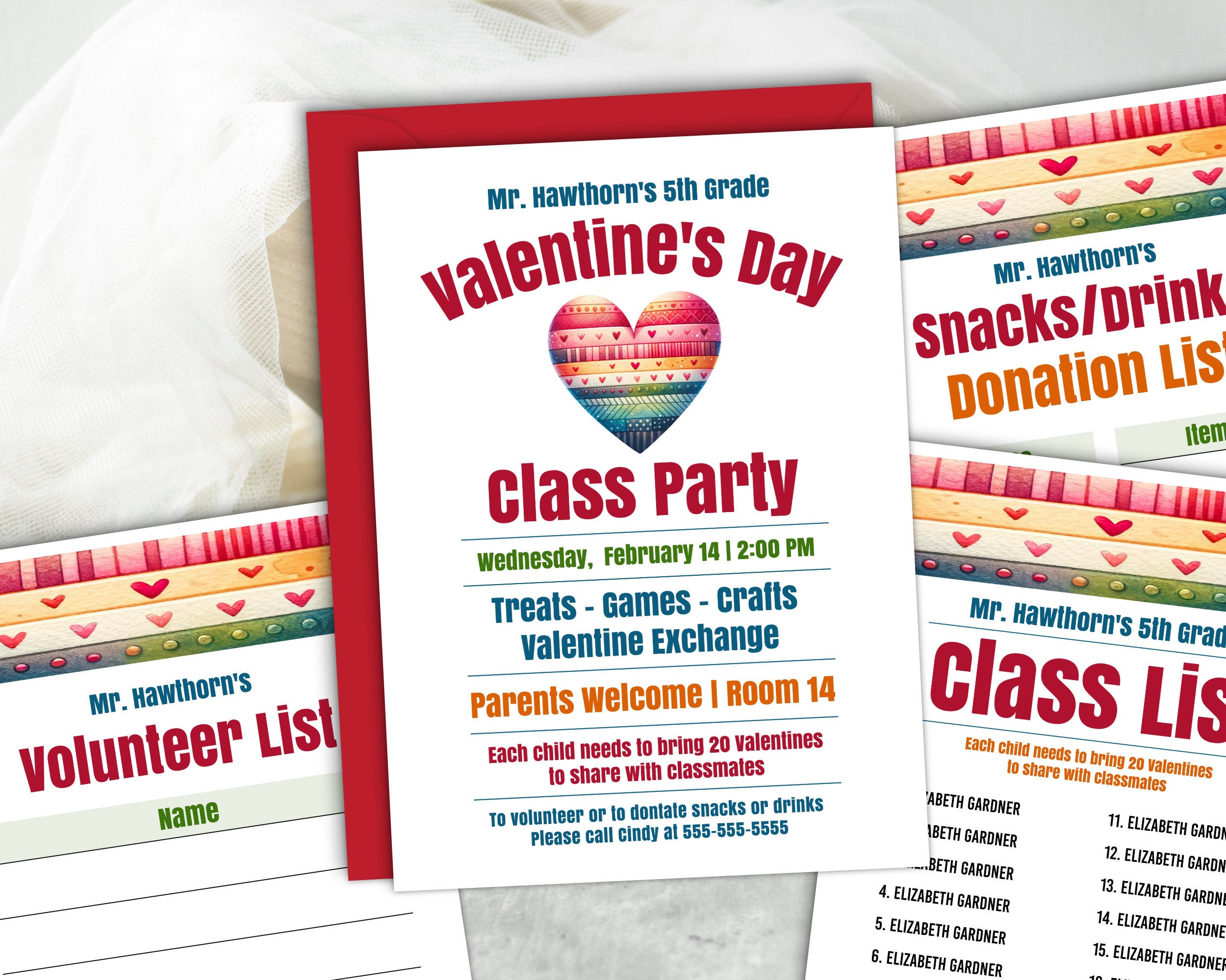 RETRO HEART VALENTINES Day Class Party Invitation, Valentine’s ...