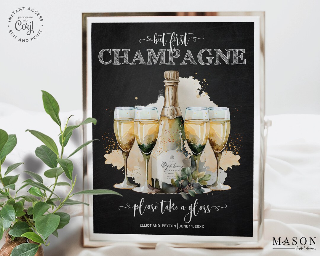 CHAMPAGNE BAR SIGN Printable Chalkboard Drink Sign With - Etsy