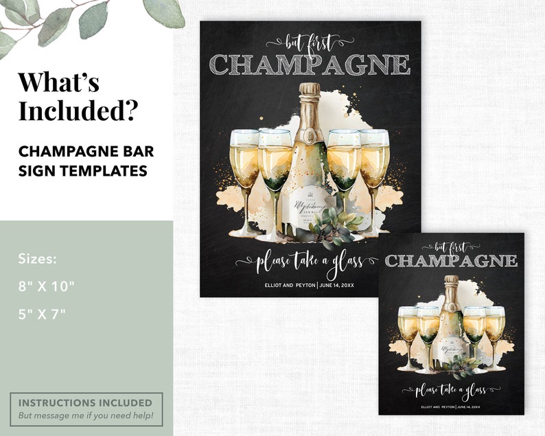CHAMPAGNE BAR SIGN Printable Chalkboard Drink Sign With - Etsy