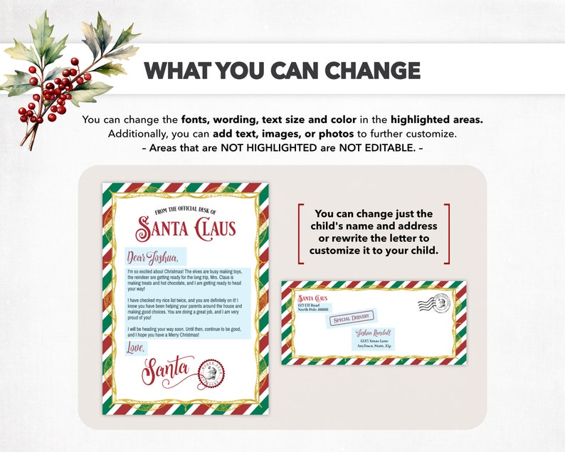 Letter From Santa Template, Printable Santa Letter That You Customize ...