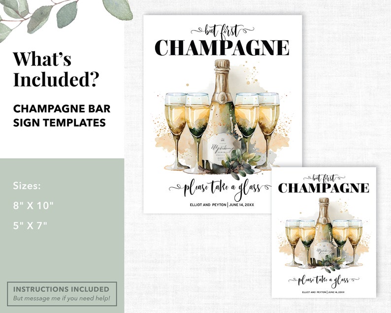 CHAMPAGNE BAR SIGN Printable Drink Sign With Champagne - Etsy