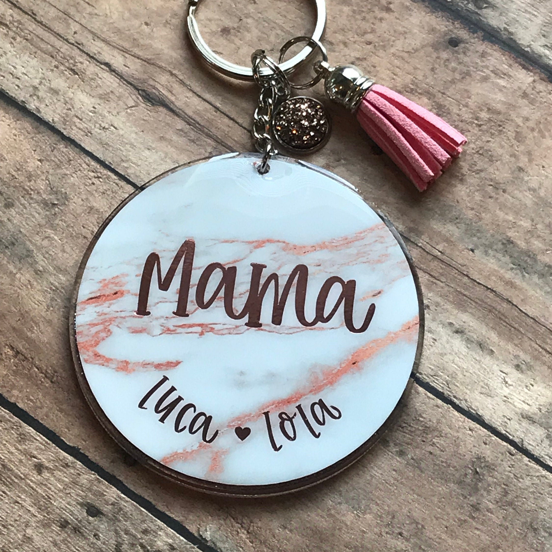 Acrylic Keychain Glitter Keychain With Tassel Mama Keychain | Etsy