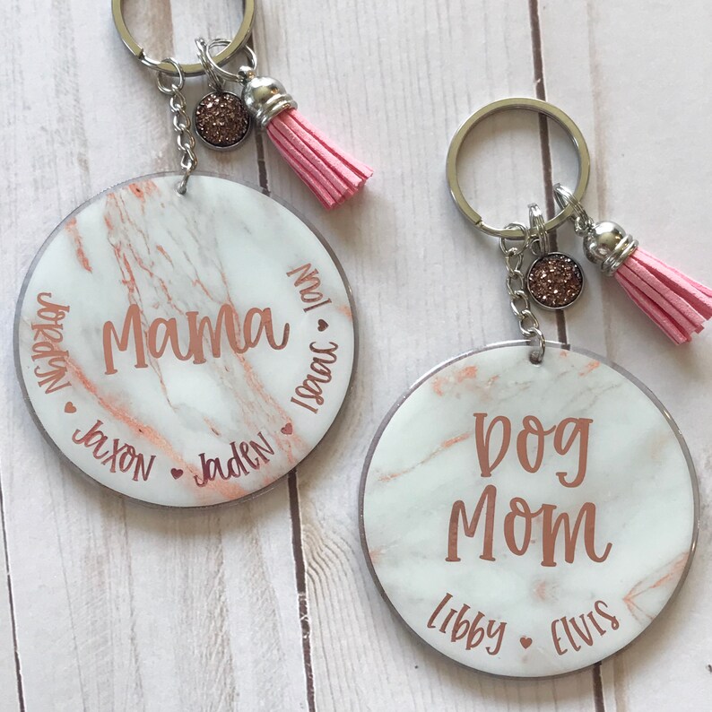 Acrylic Keychain Glitter Keychain With Tassel Mama Keychain | Etsy