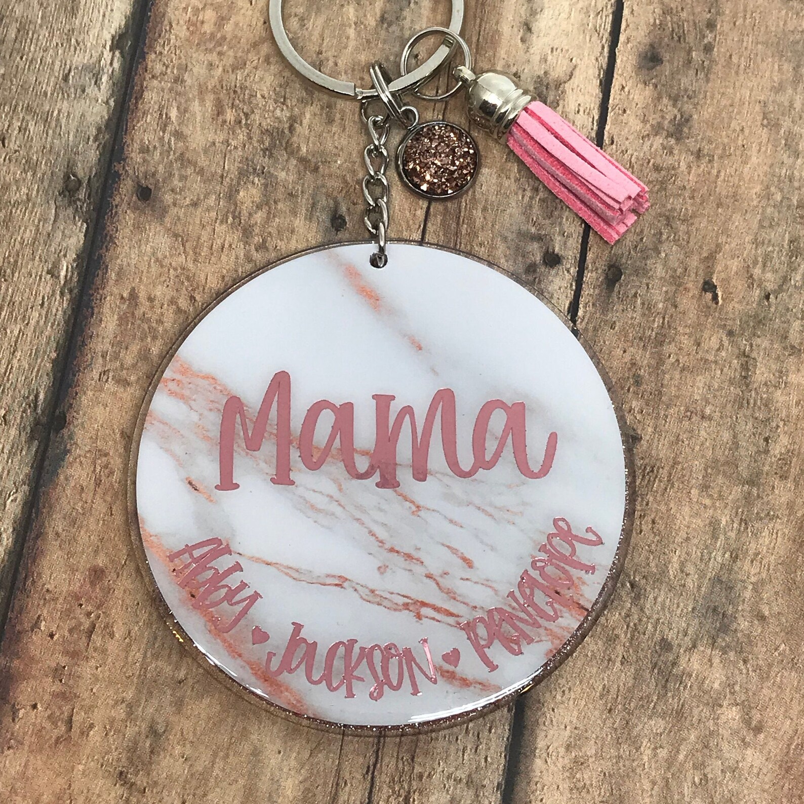Acrylic Keychain Glitter Keychain With Tassel Mama Keychain | Etsy