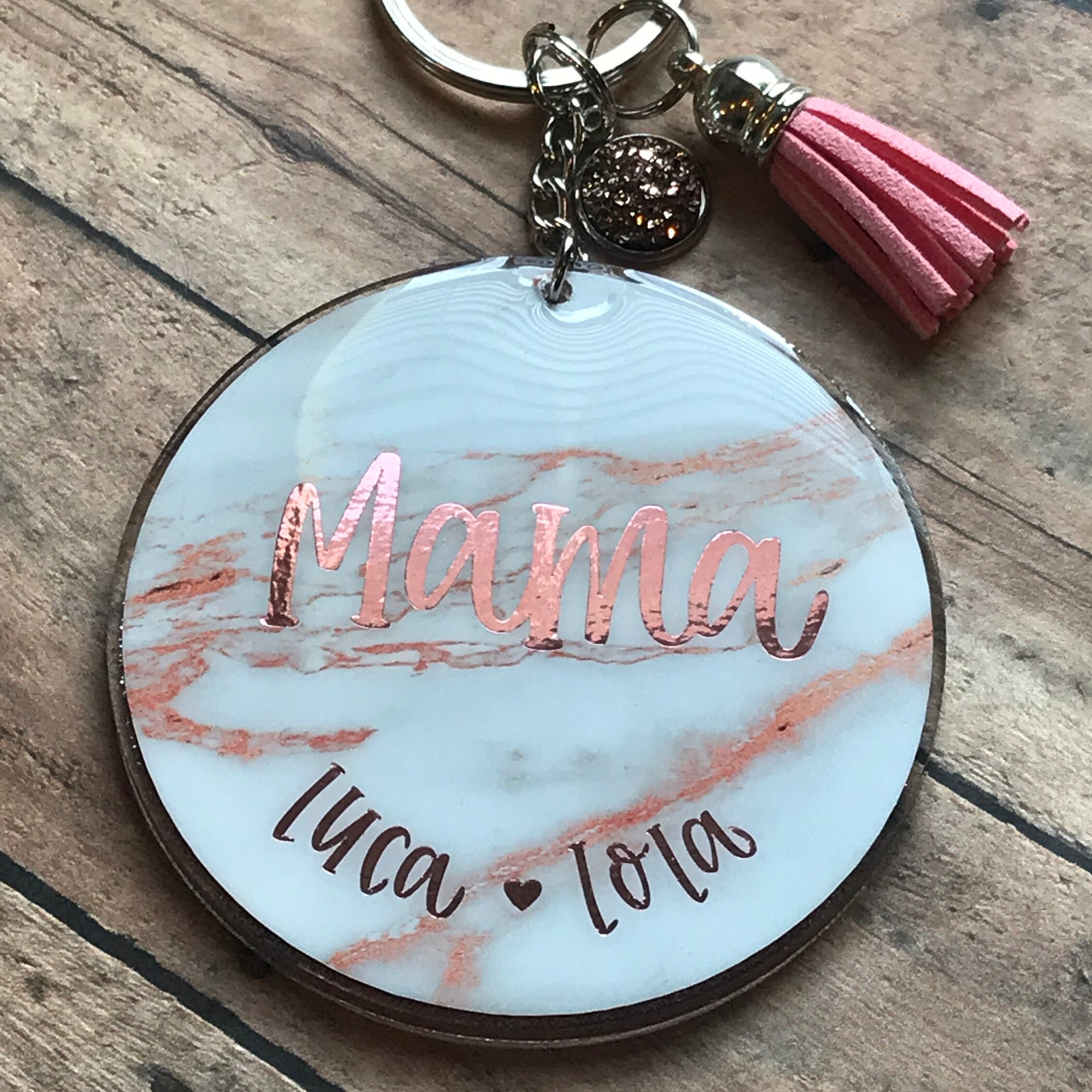 Acrylic Keychain Glitter Keychain With Tassel Mama Keychain | Etsy
