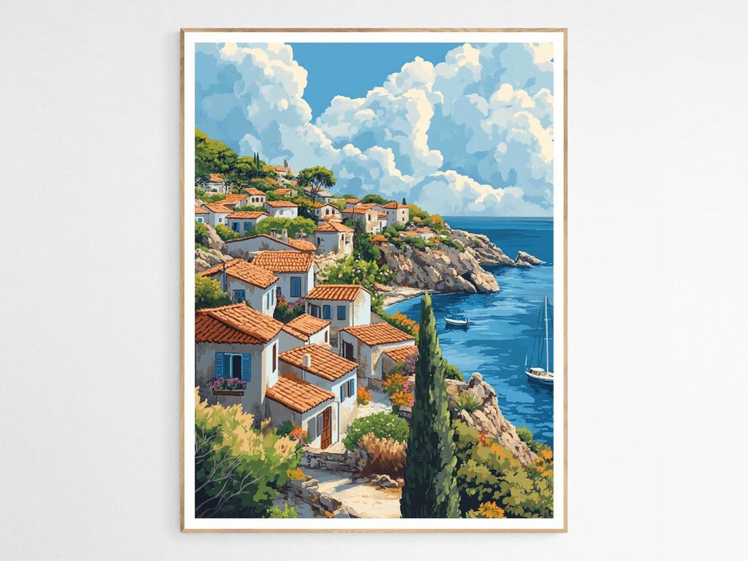 Cyprus Sea Art Print | Mediterranean Art, Wall Decor Cyprus Culture - Etsy