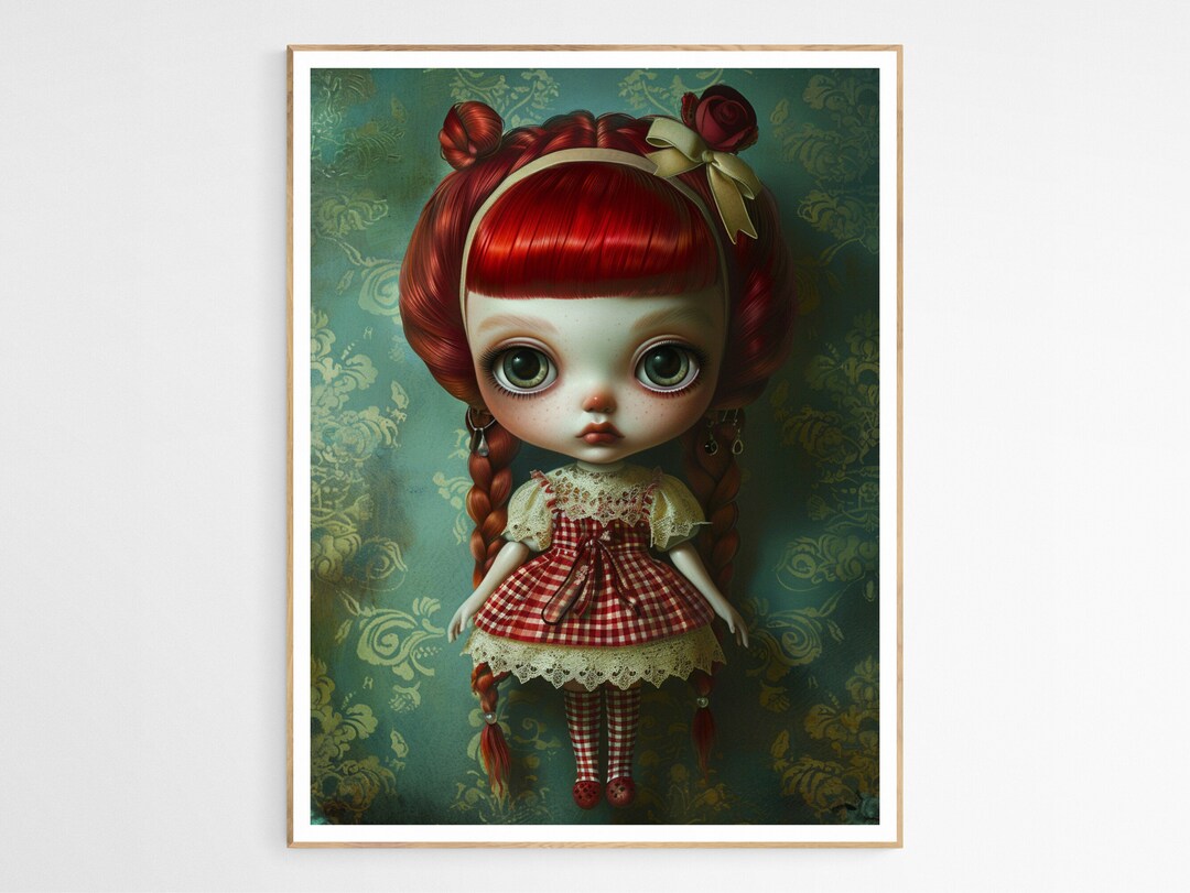 Ariel in Red Art Print | Captivating Doll Art Print, Classical Portrait ...