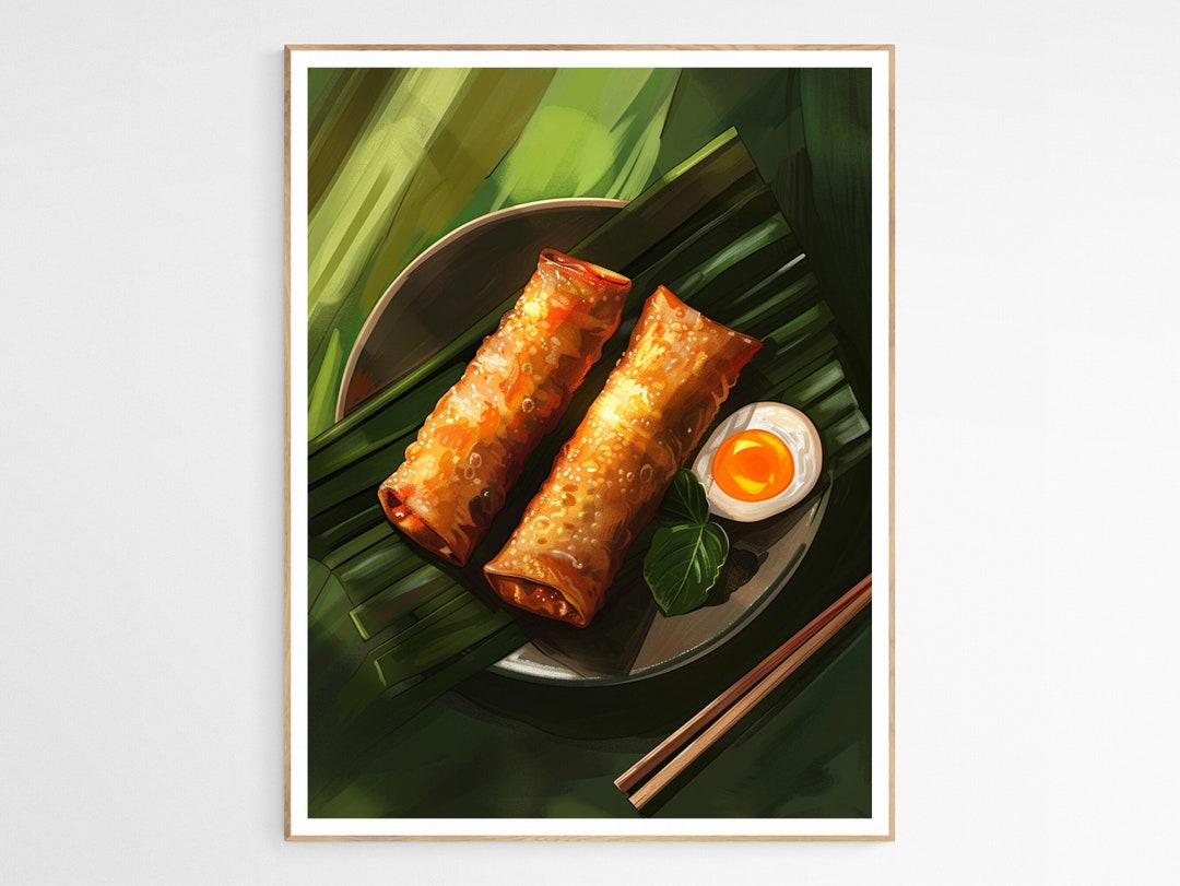 Filipino Lumpia Art Print, Detailed Gourmet Delicacy, Foodie ...