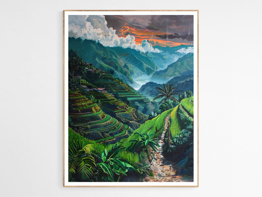 Stunning Philippines Banaue Rice Terrace Art Print, Colorful Travel ...
