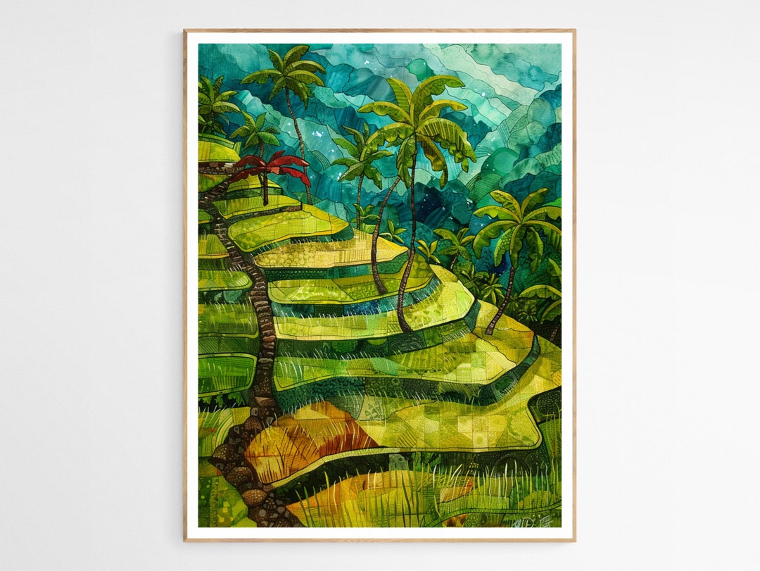 Intriguing Philippine Rice Fields Art Print | Tranquil Farm Artwork ...