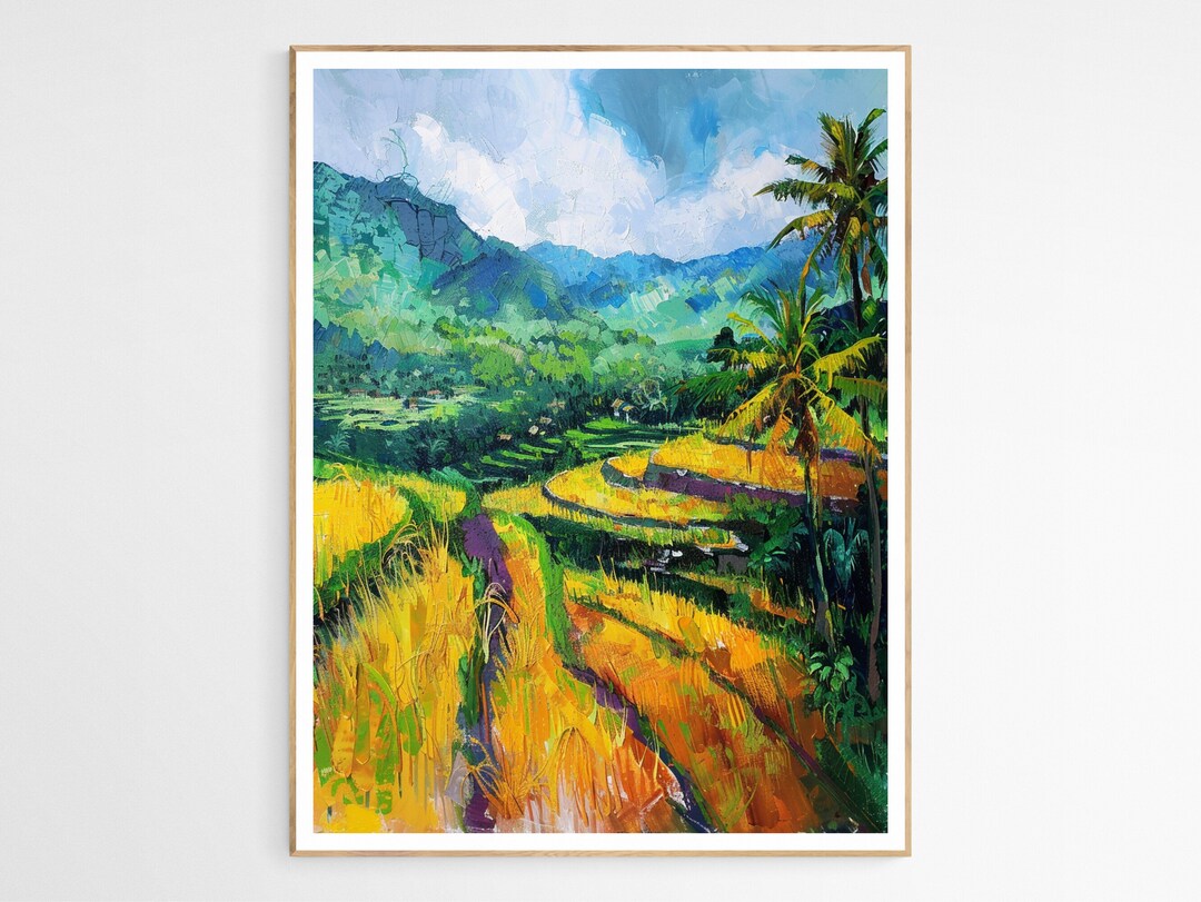 Striking Filipino Rice Fields Art Print | Tranquil Landscape Wall Decor ...