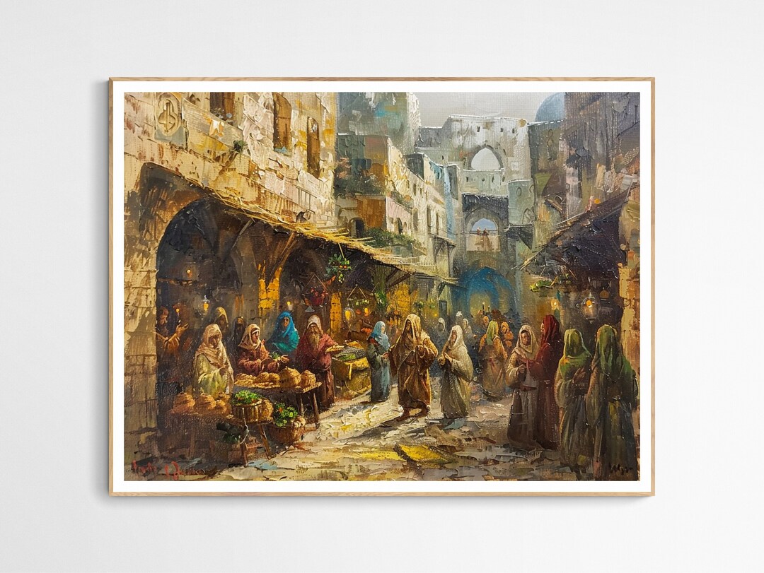 Rare and Traditional Bethlehem Village Art Print | Bethlehem Scenic Art ...