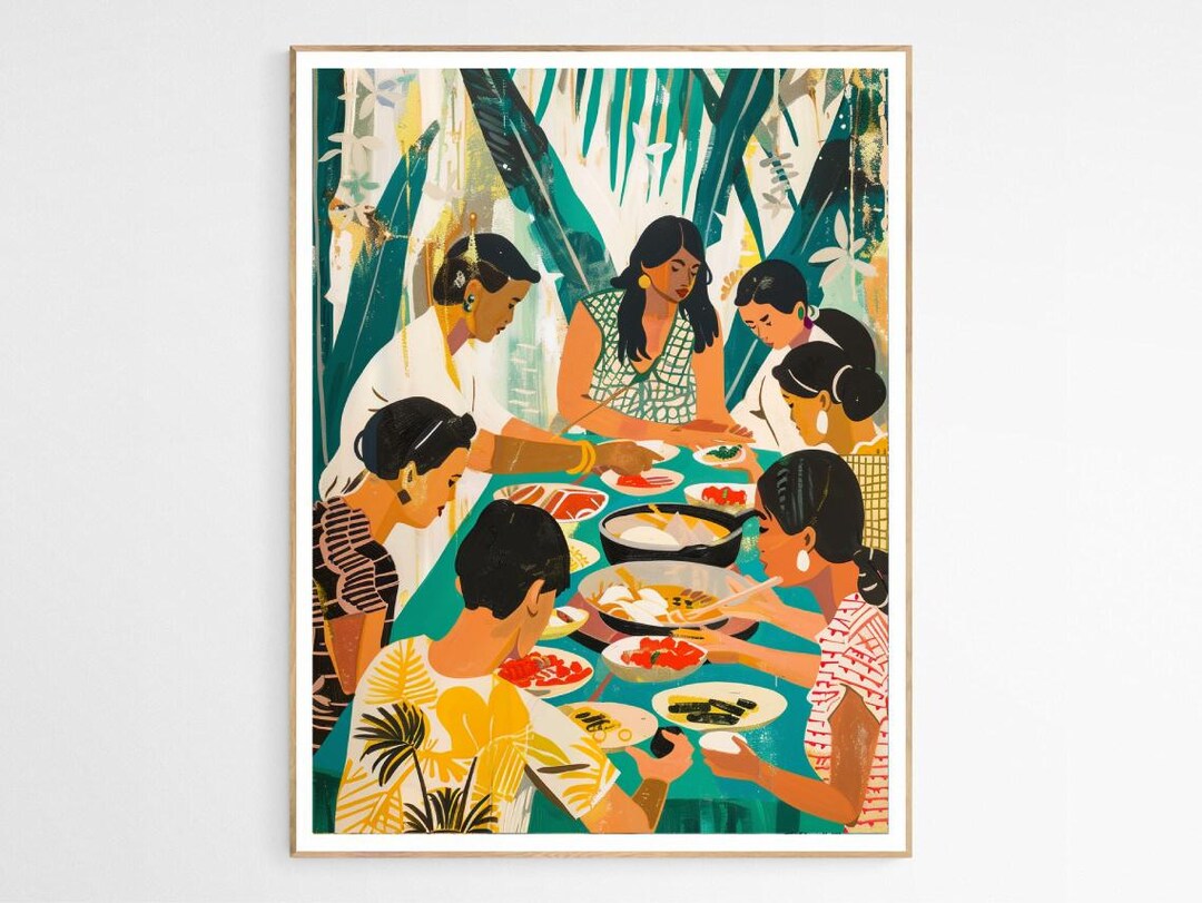 Tradition in Every Bite Art Print | Filipino Kamayan Scene, Salu-salo ...