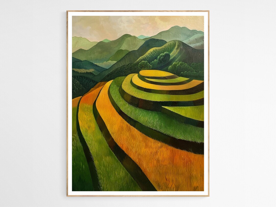 Abstract Scene of Banaue Rice Terraces of the Philippines Art Print ...
