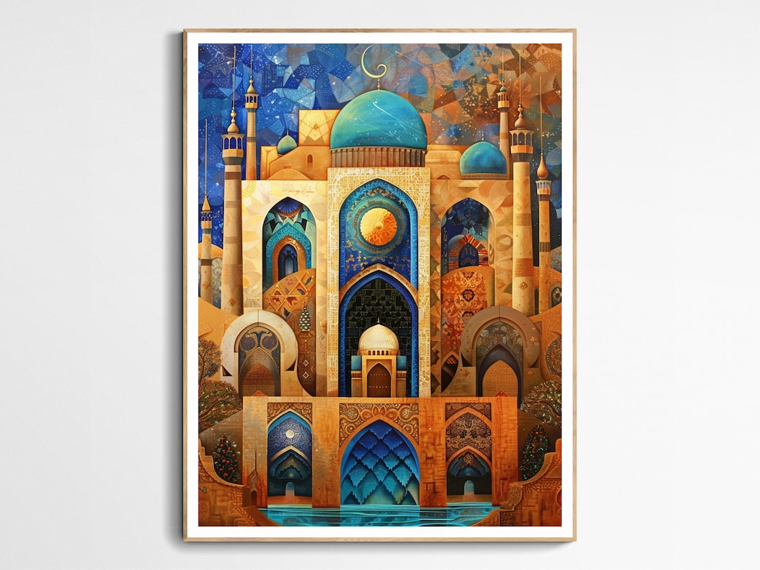 Towers of a Mosque Islamic Art Print | Vibrant Old Architecture Artwork ...