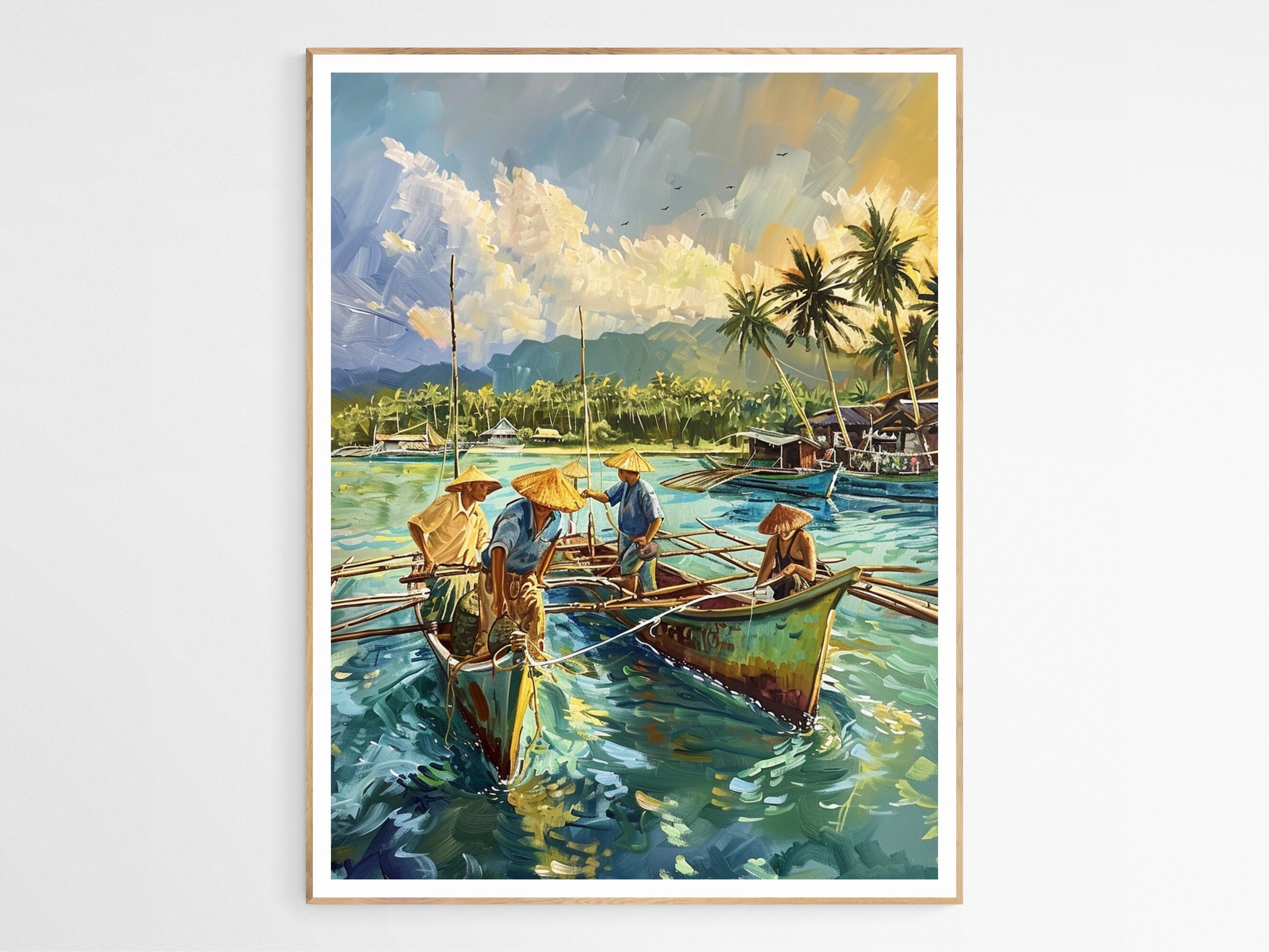 Captivating Filipino Fishing Village Art Print Exotic Island Décor ...