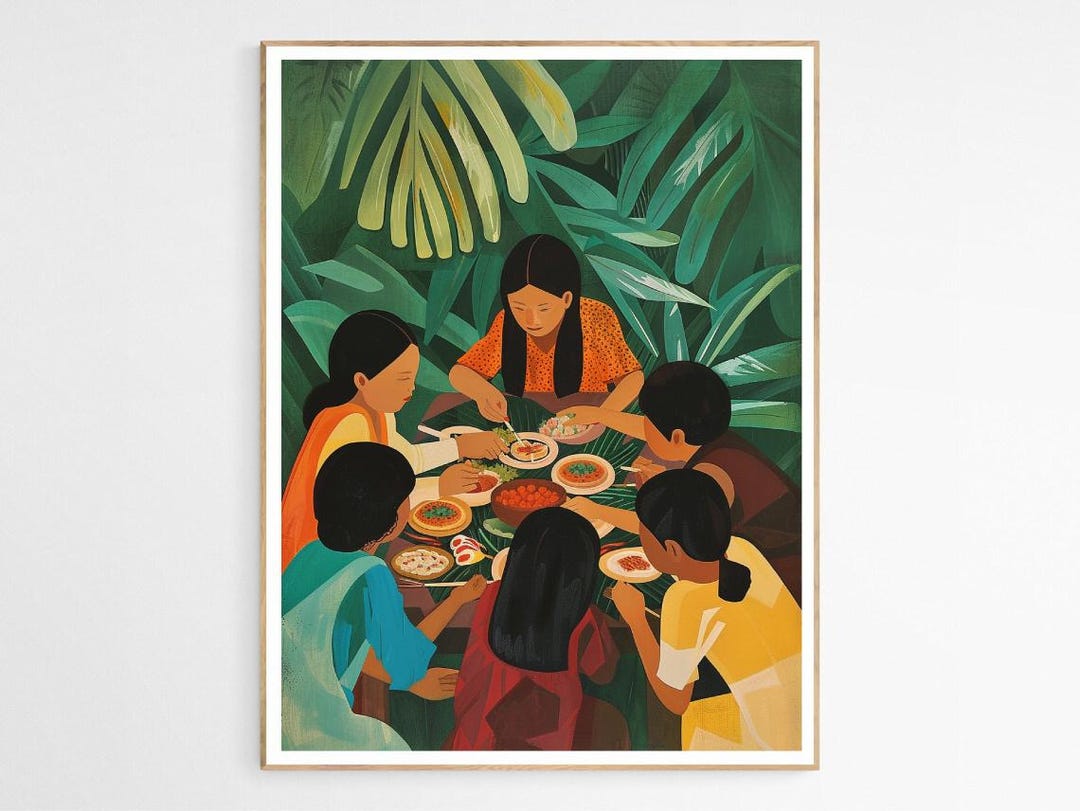 Harvest of Joy Art Print | Filipino Kamayan, Salu-salo Scene, Cultural ...