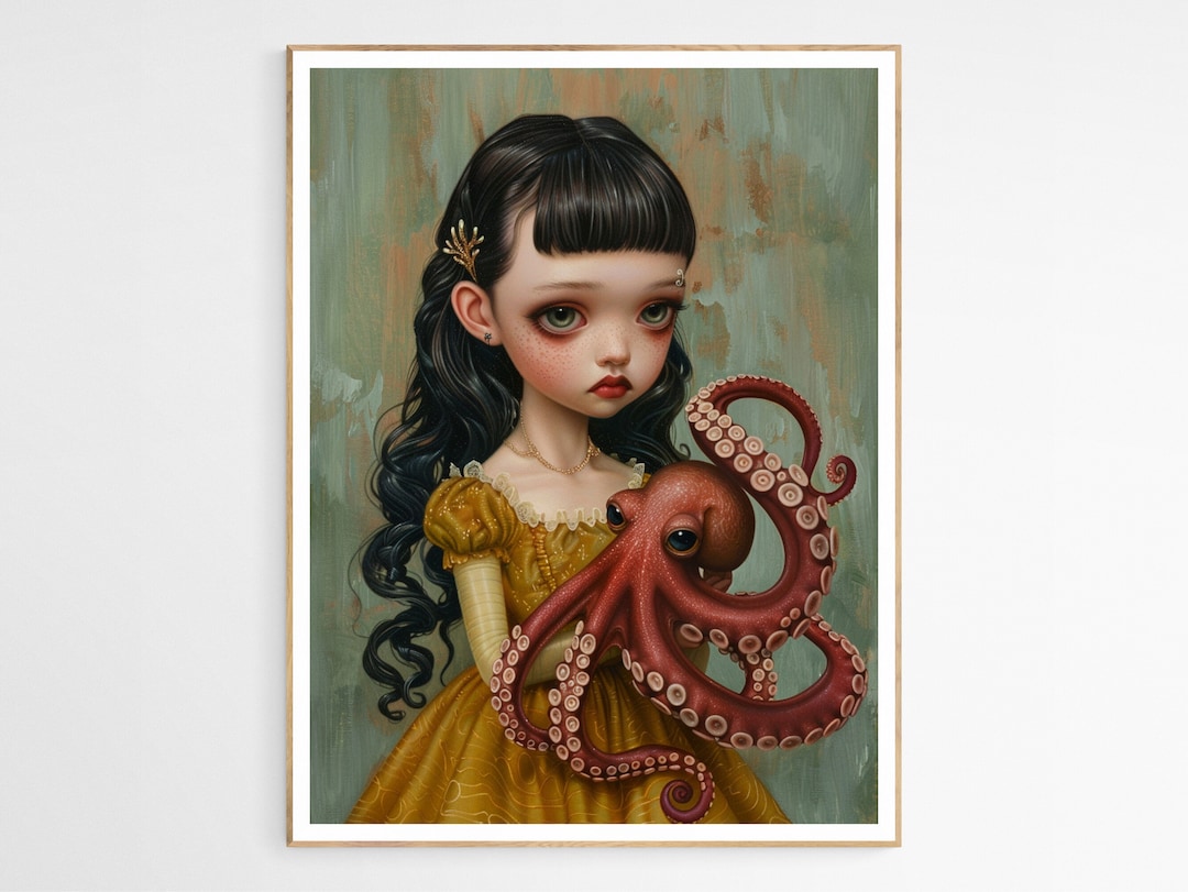 Kimia and the Octopus Art Print | Quirky Doll Art Print, Surrealist ...