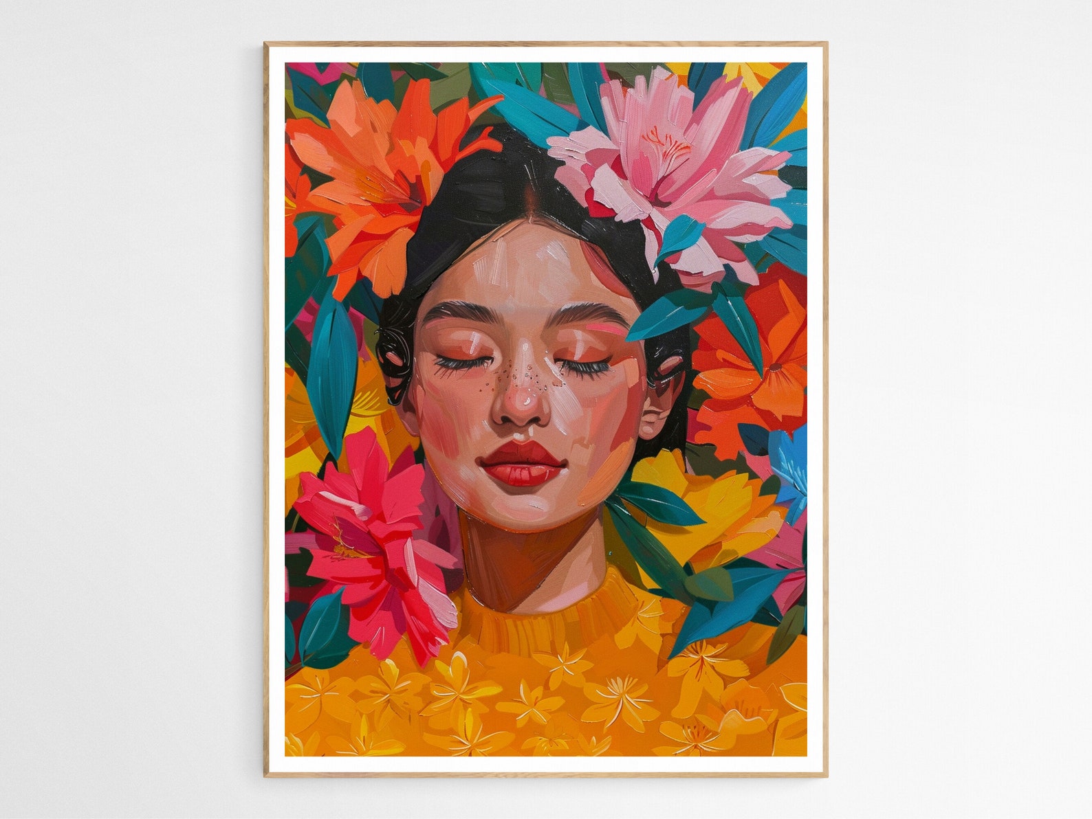 Floral Filipina Lady Art Print | Vibrant Cultural Wall Decor, Perfect ...