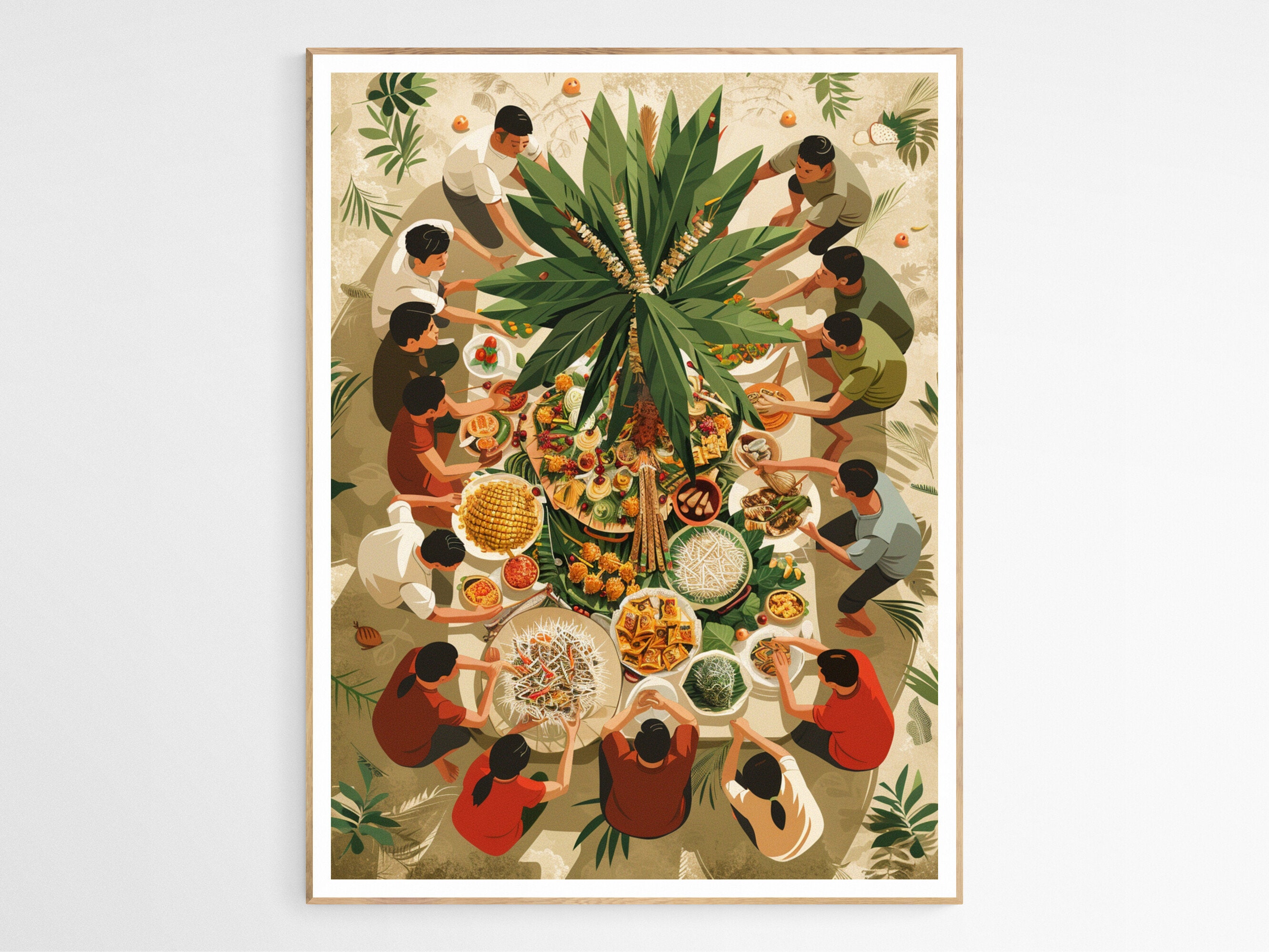 Rare Filipino Boodle Fight Feast Art Print Authentic Filipino Dishes ...