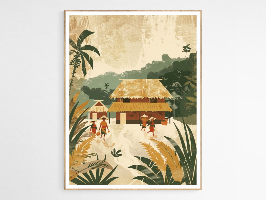 Unique Philippines Village Scene Art Print | Filipino Village Art ...