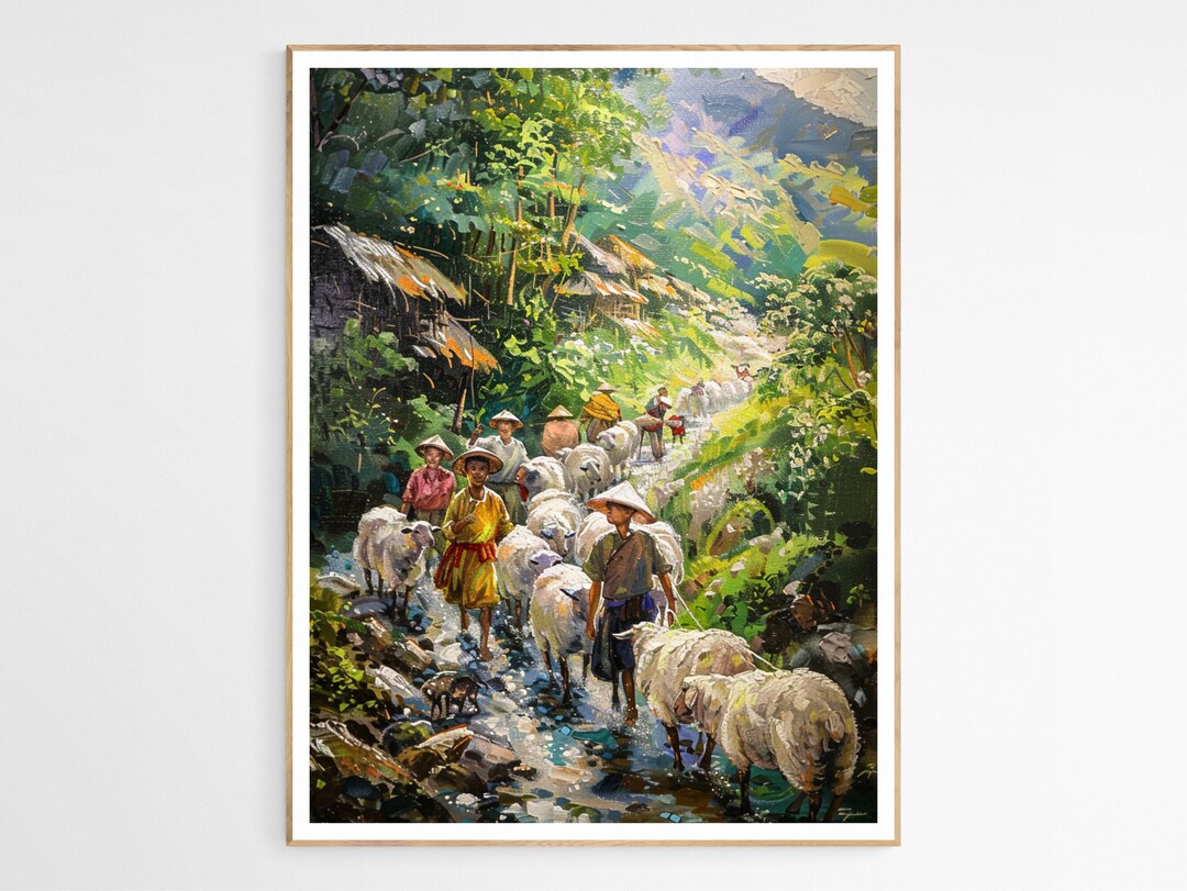 Filipino Sheep Herding Art Print | Filipino Villagers in Daily ...