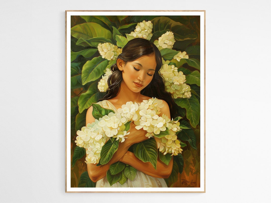 Beautiful Filipina With Sampaguita Art Print | Philippines Heritage ...