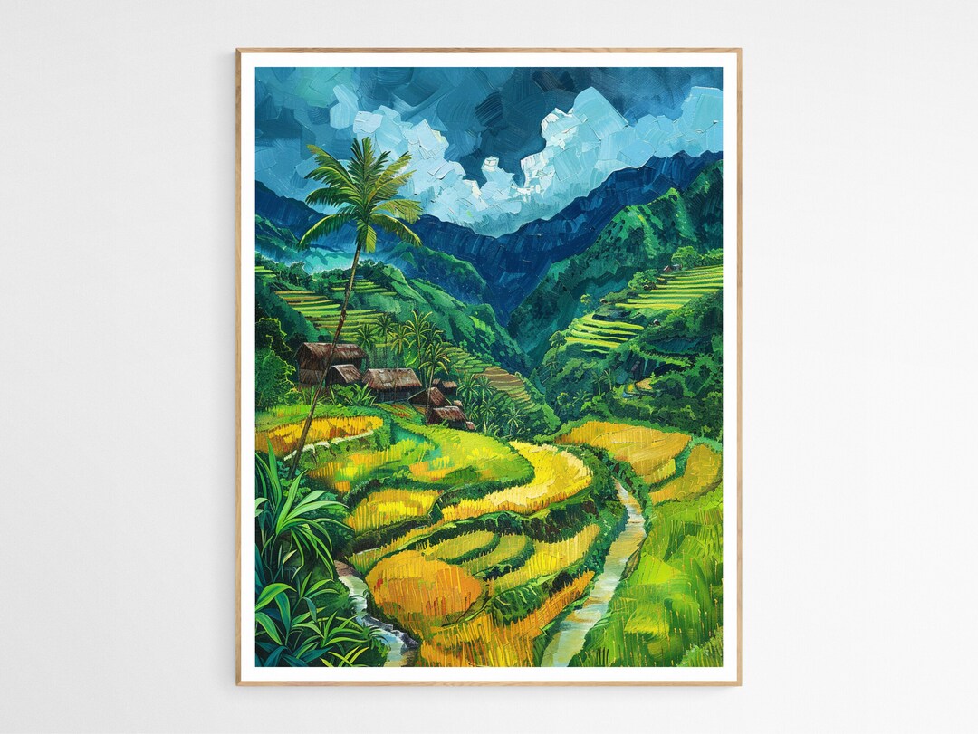 Elegant Filipino Rice Fields Art Print | Rustic Countryside Art, Ideal ...