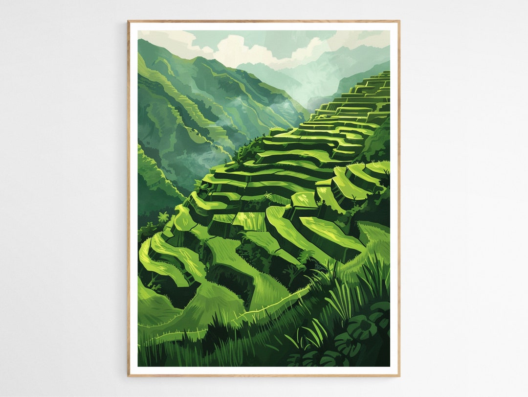 Philippines Banaue Rice Terrace Art Print | Vibrant Landscape Wall Art ...