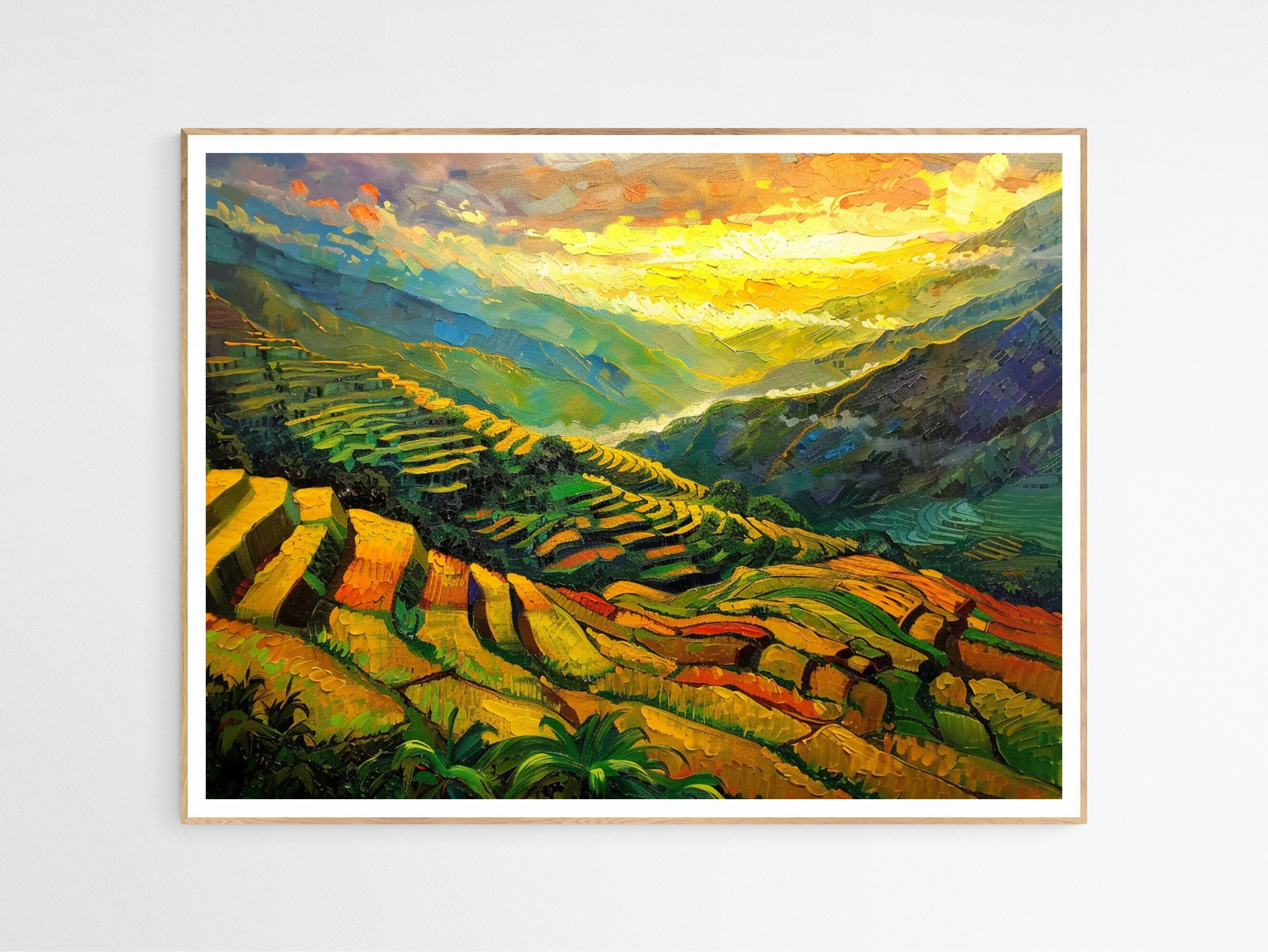 Sunrise Banaue Rice Terrace Art Print, Vibrant Landscape Wall Decor ...