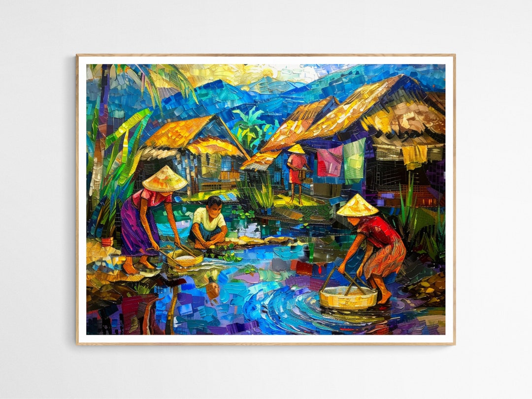 Tagaytay Twilight Art Print | Filipino Village Landscapes, Vibrant ...