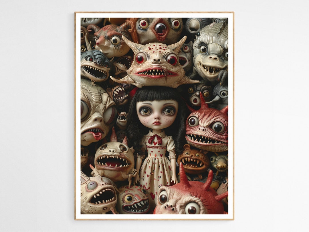 Rebecca and Her Critters Doll Art Print | Vintage Horror Wall Decor ...