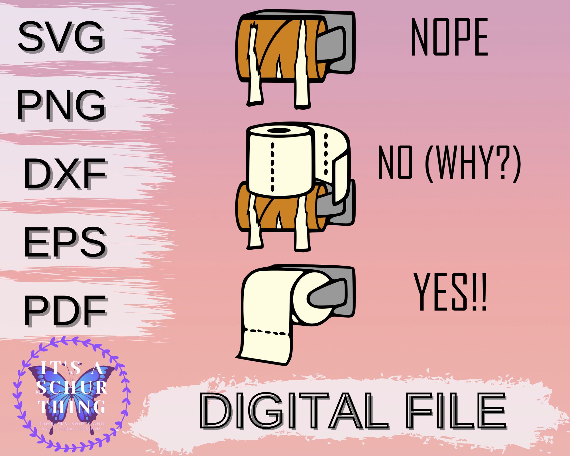 No Nope Yes Empty Toilet Paper Roll Cute Funny Cut File, Bathroom Decor ...