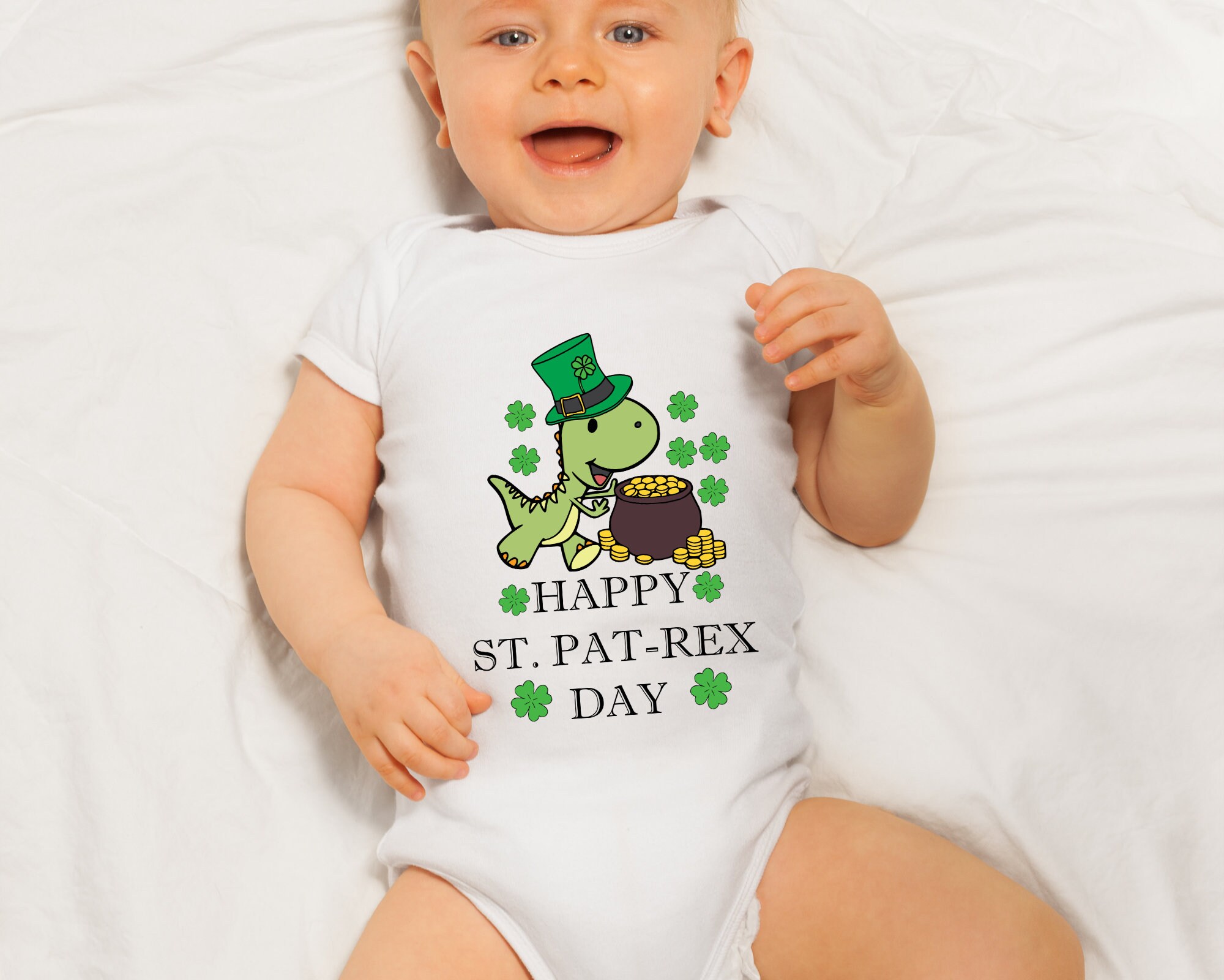 Happy St. Pat-rex Day, Cute Dinosaur, St. Pattys Dino, Saint Patricks T ...