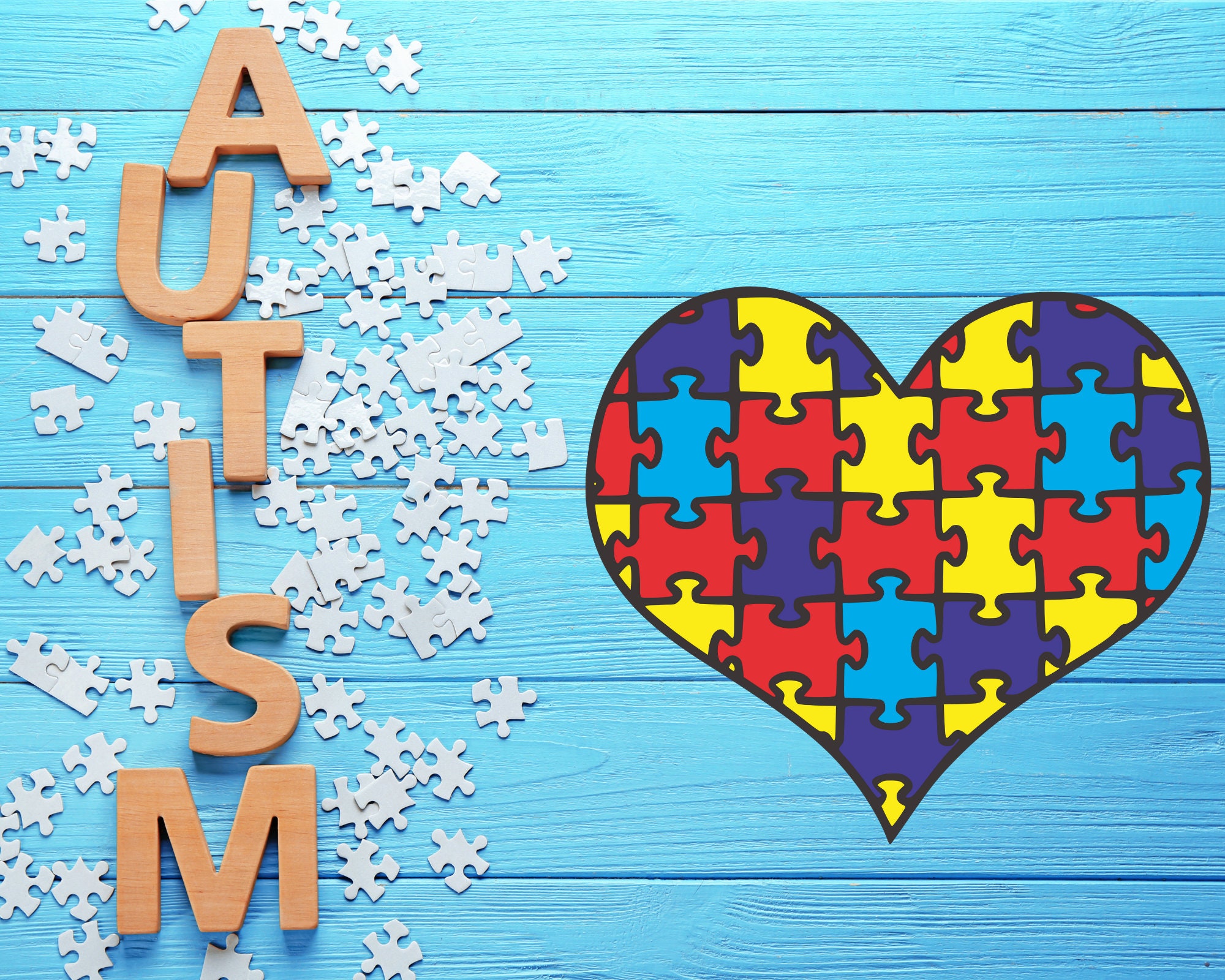 Autism Awareness Puzzle Piece Heart Easy Layered Cut File - Etsy