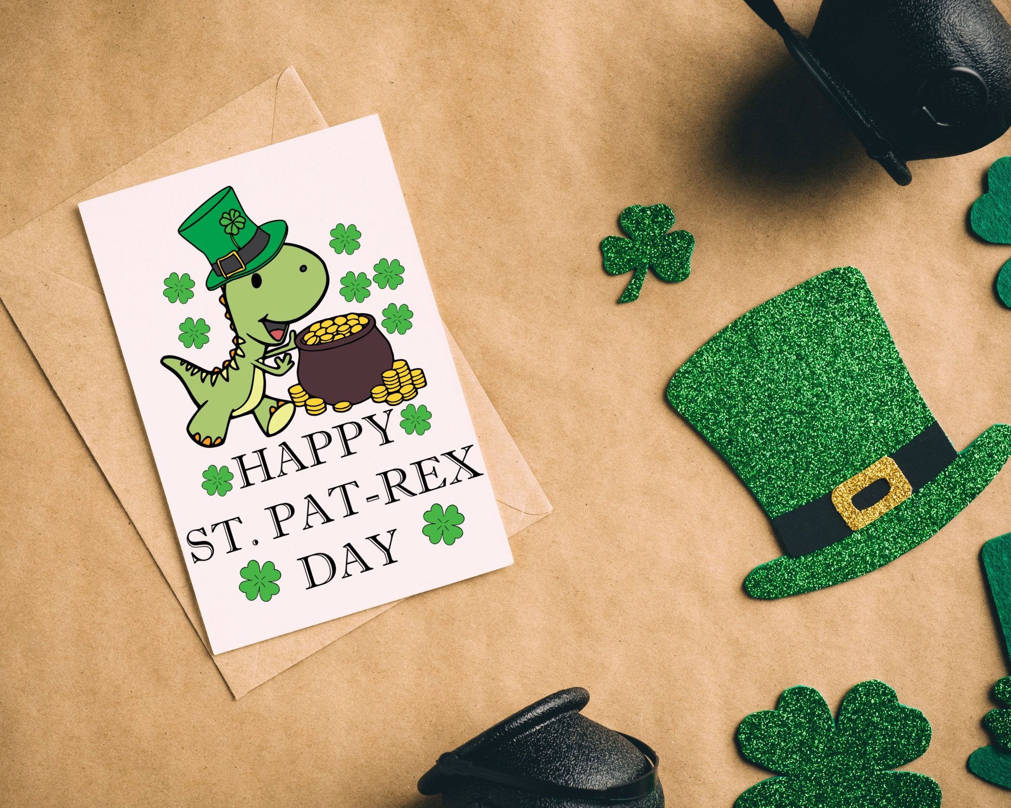 Happy St. Pat-rex Day, Cute Dinosaur, St. Pattys Dino, Saint Patricks T ...