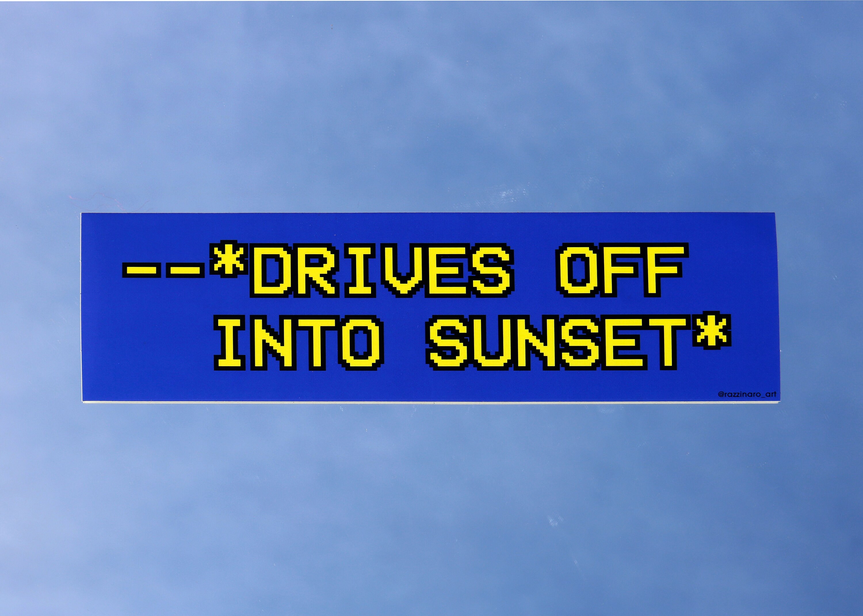 Drives off Into Sunset – vinyl Weatherproof Bumper Sticker 3x10 In - Etsy