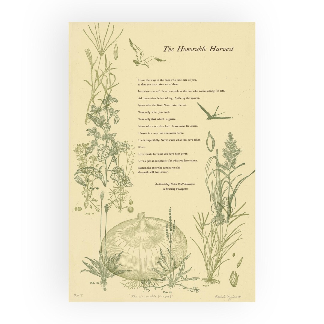 The Honorable Harvest • Giclee of Letterpress Print • 12in X 18in ...