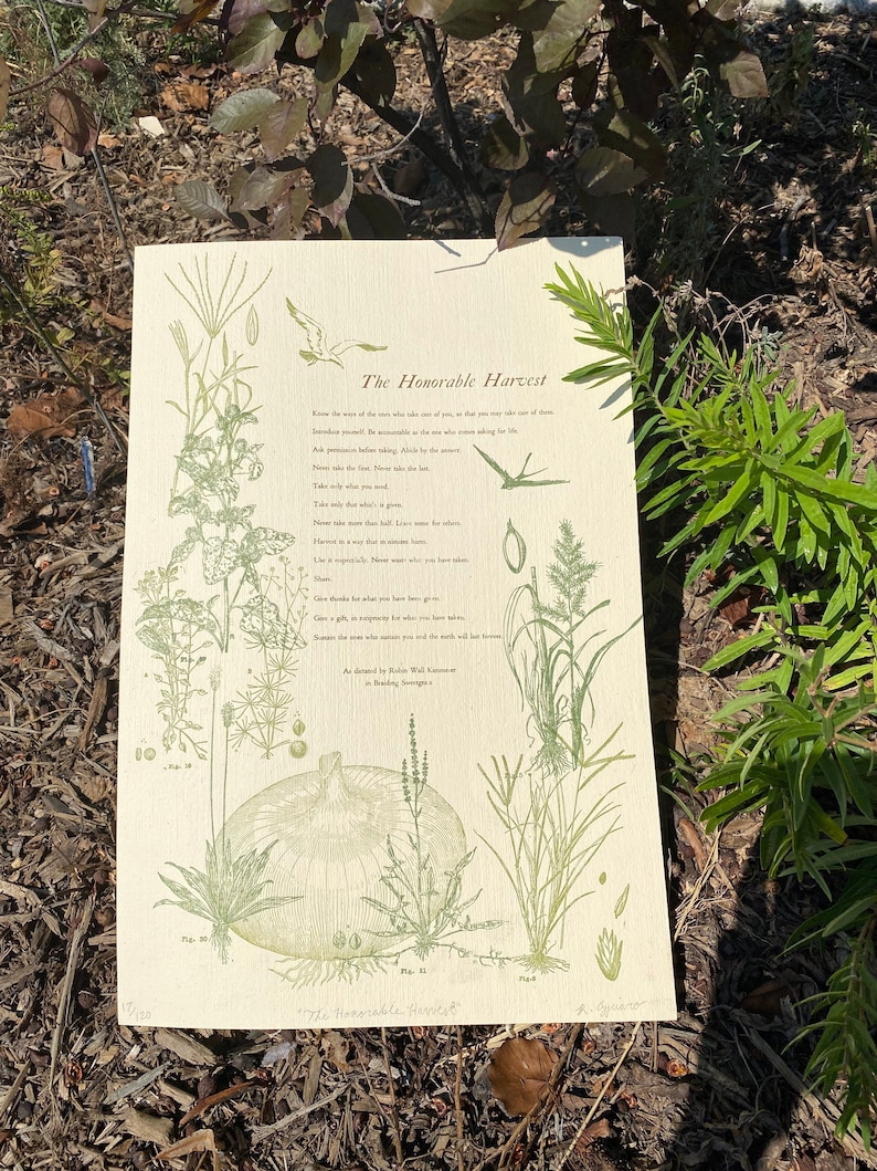 The Honorable Harvest • Giclee of Letterpress Print • 12in X 18in ...