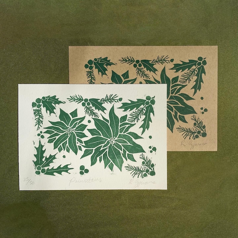 Linocut Christmas - Etsy
