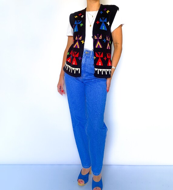 Handmade Knit Crochet Native American Vest - Gem