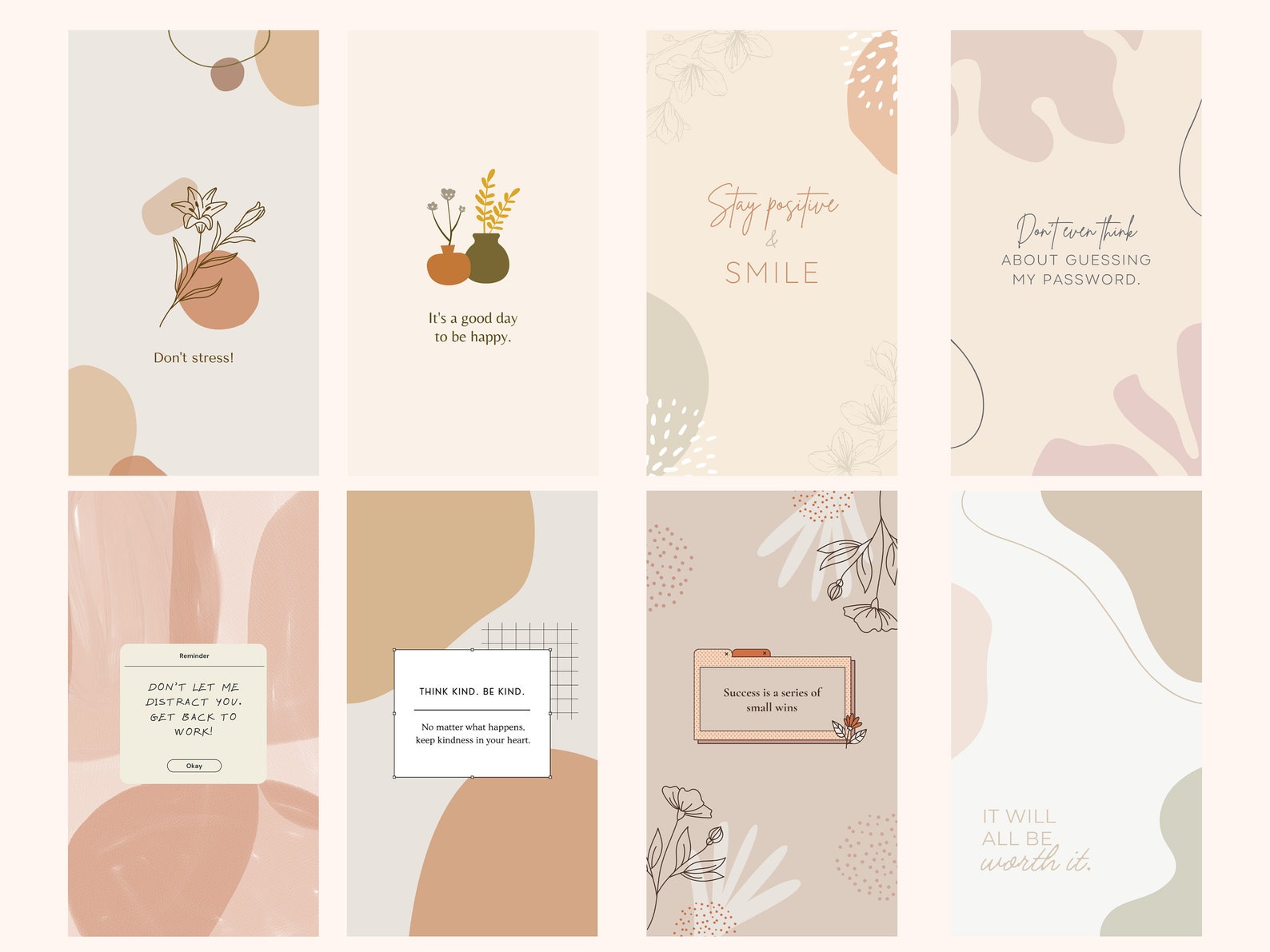 8 Boho Phone Wallpapers, Motivational Quote Backgrounds, Neutral iPhone ...