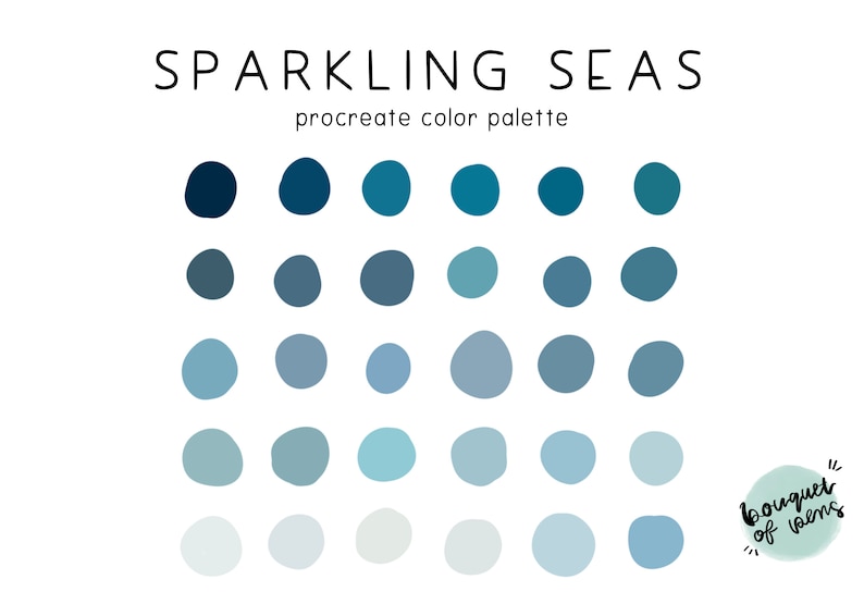 Sparkling Seas Procreate Color Palette | Ocean/blue Theme | Digital ...